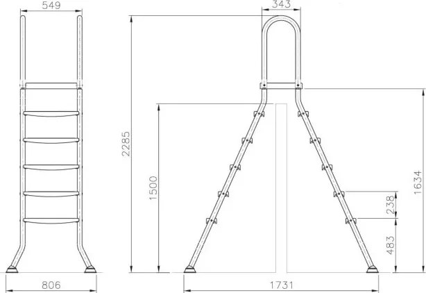 Planet Pool 08218 Bazénové schůdky nerezová ocel 150 cm