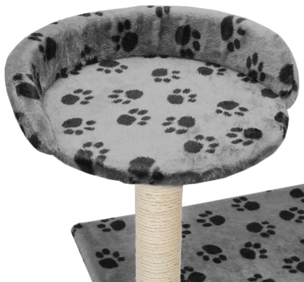 Škrabadlo pro kočky - sisalové sloupky - šedé s potiskem | 95 cm