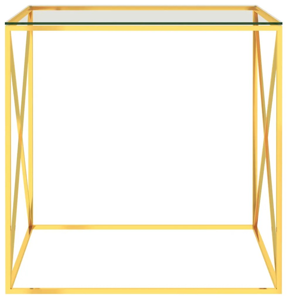 Konferenční stolek zlatý 55 x 55 x 55 cm nerezová ocel a sklo - Default Title