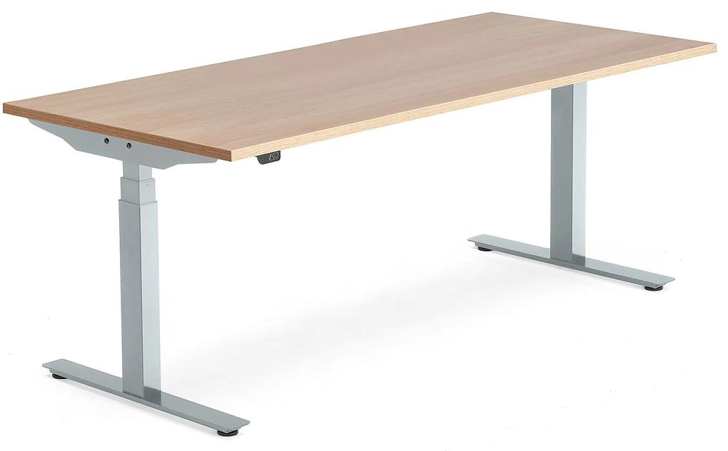 AJ Produkty Výškově nastavitelný stůl MODULUS, 1800x800 mm, stříbrný rám, dub