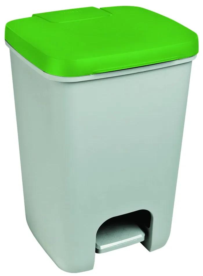 Šedo-zelený odpadkový koš CURVER Essentials, 20 l