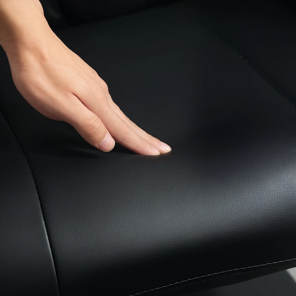 HOMCOM Relaxační křeslo s podnožkou - 360° otočné křeslo s funkcí sklopení, relaxační křeslo se sklopným opěradlem až do 150 kg nosnosti, umělá kůže,…