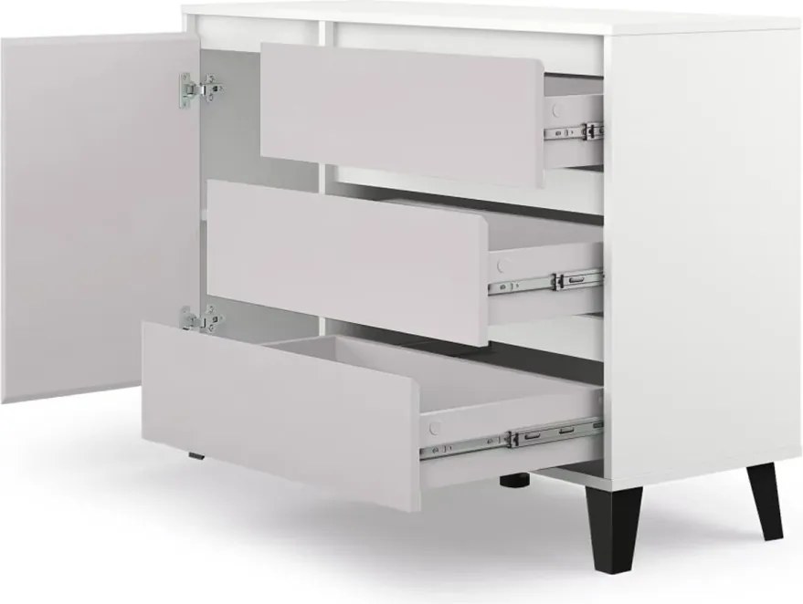 Komoda Borg 1d3s bílá / kašmír