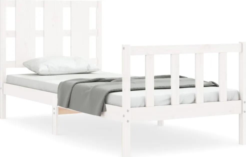 vidaXL Rám postele s čelem 90 x 200 cm masivní dřevo [3192217] Barva: Přírodní