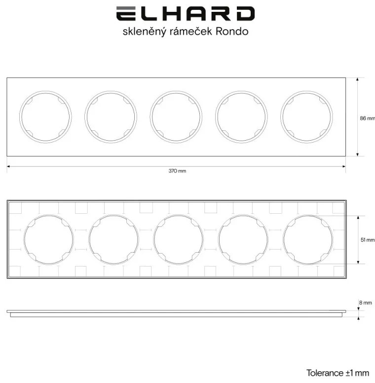Elhard Skleněný pětirámeček Rondo Glass, bílý RG3105W