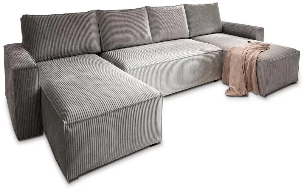 Světle šedá sedací souprava do U SMART COSARO 295x140 cm