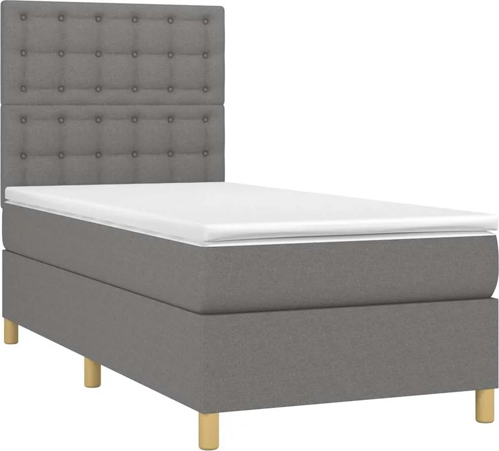 Box spring postel s matrací a LED tmavě šedá 90x190 cm textil 3135718