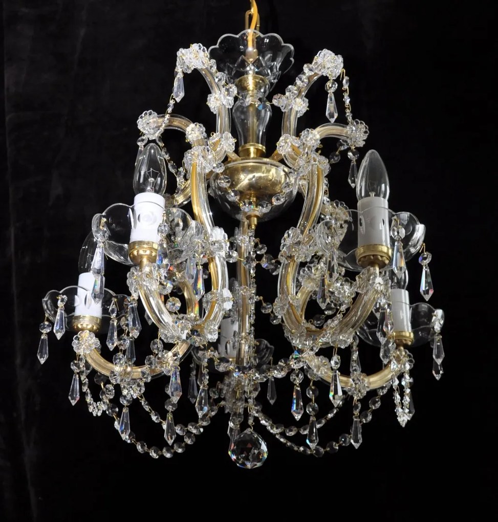 5 flames Maria Theresa crystal chandelier with cut crystal pears