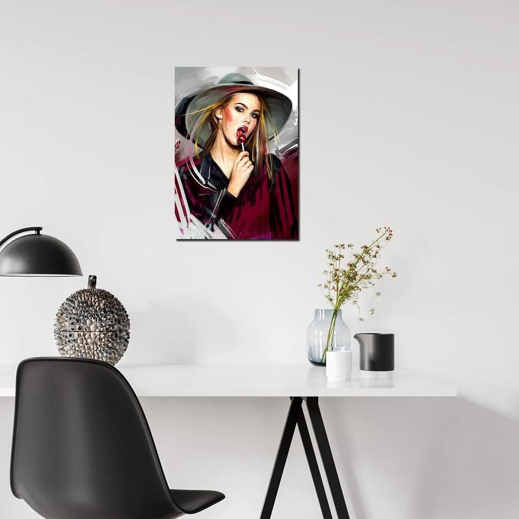 Gario Obraz na plátně Žena s lízátkem v klobouku - Dmitry Belov Rozměry: 40 x 60 cm