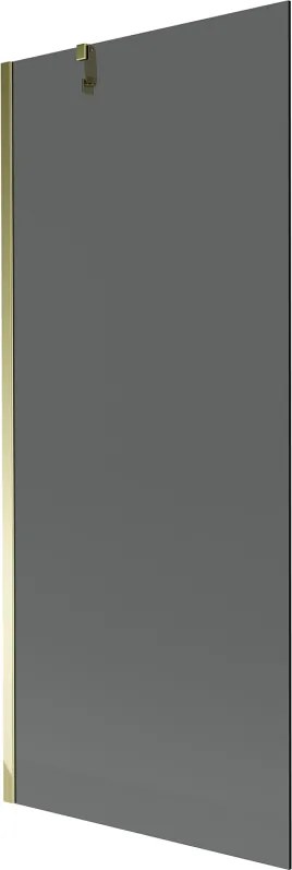 Mexen Next, vanová zástěna 1-křídlová 80 x 150 cm, fixní křídlo, 6 mm šedé sklo, zlatý profil, 895-080-000-00-40-50