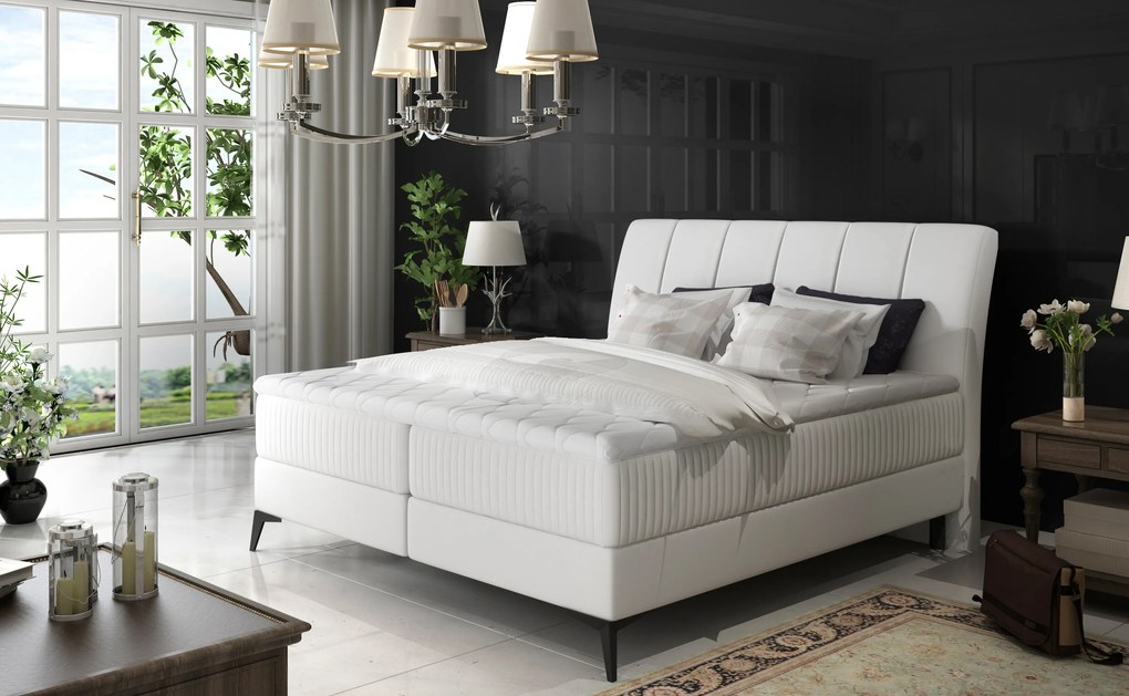 Elegantní box spring postel Ariana 180x200, bílá