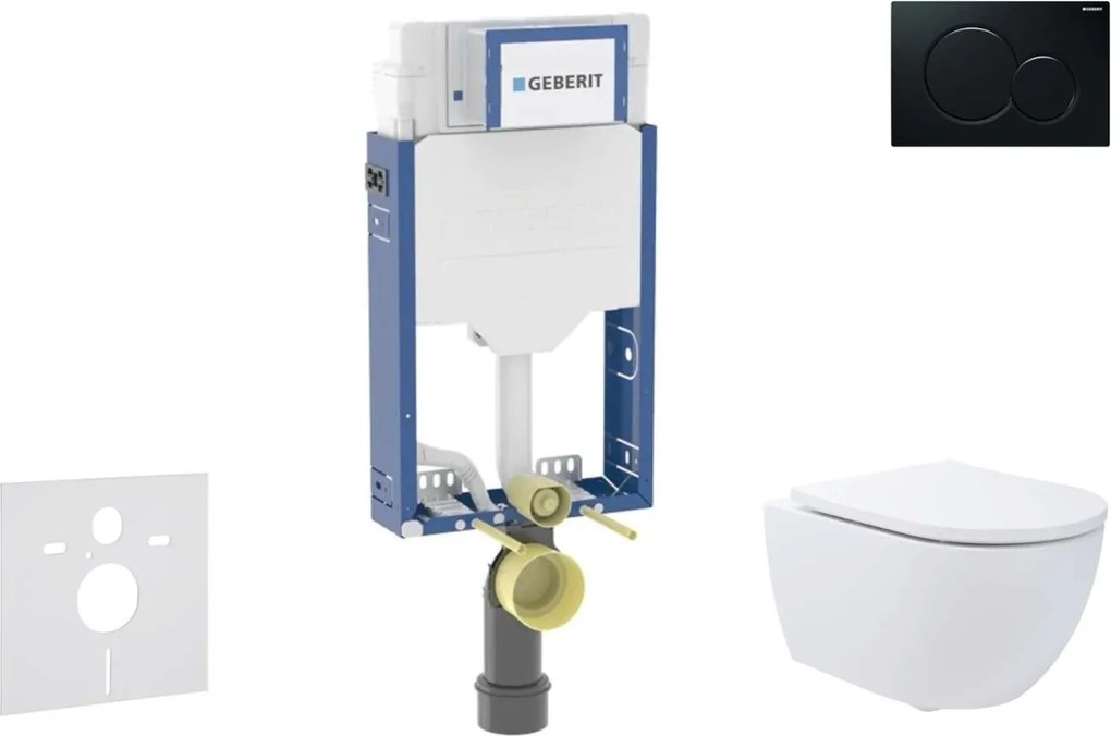 SANITINO - Set předstěnové instalace, klozetu Oudee a sedátka softclose, tlačítko Sigma01, černá SANI11CA51101