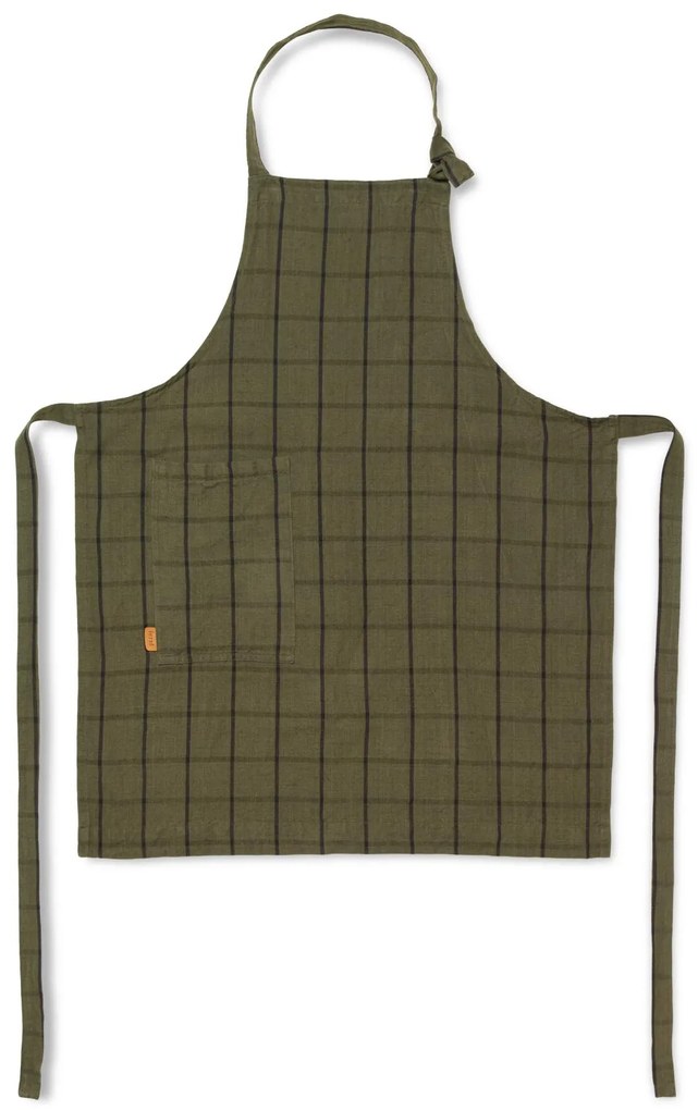 ferm LIVING Kuchyňská zástěra Hale Apron Green/Black, zelená barva, textil