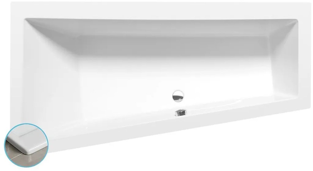 Polysan Andra L Slim 170 x 90 cm vana asymetrická akrylátová levá 81111S