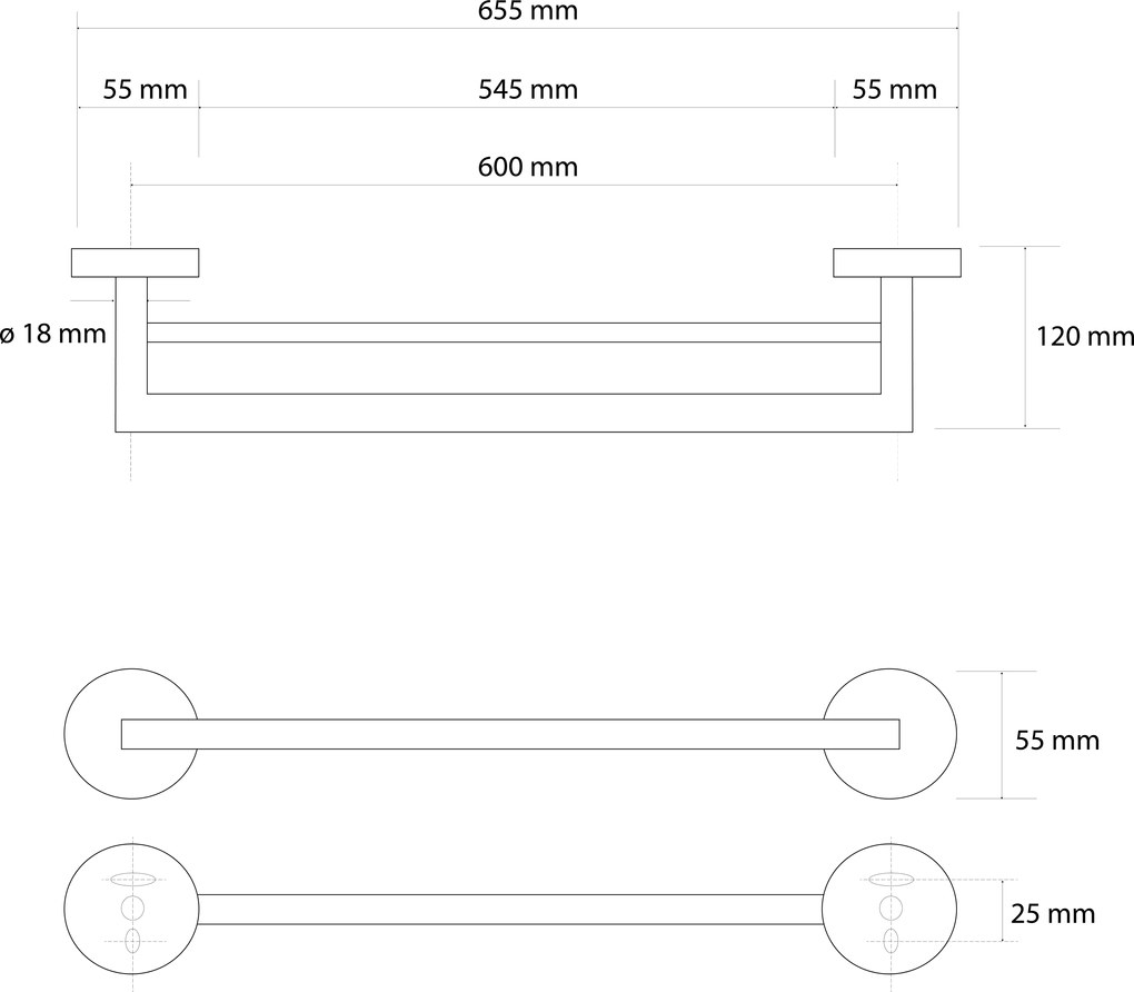 Sapho Sapho, X-ROUND GOLD dvojitý držák ručníků, zlatá, XR401GB