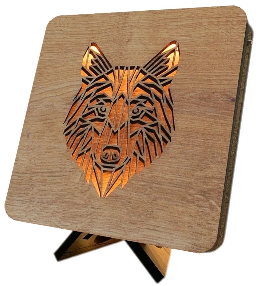 Li-Go "Hlava vlka" lampa 19x19cm provedení povrchu: dub
