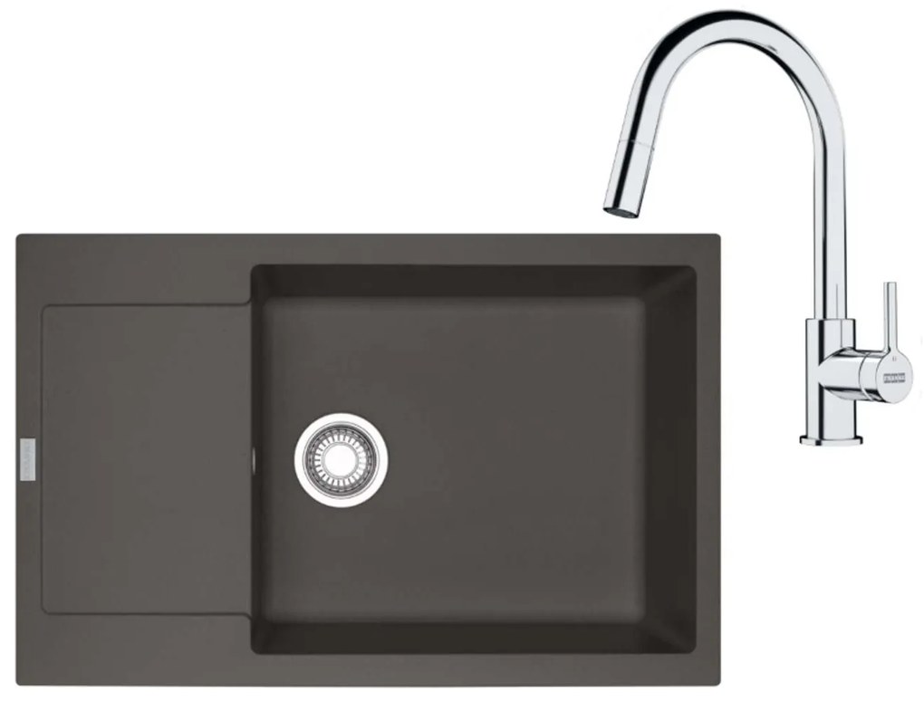 Franke - Kuchyňský set G260ŠB, fragranitový dřez MRG 611-78 BB a baterie FS 3229.031, šedá břidlice/chrom 114.0720.187
