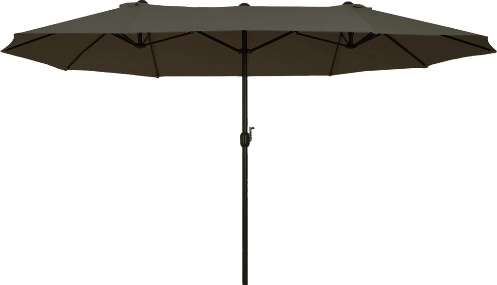 Outsunny Dvojitý Slunečník 455 x 265 cm, UV Ochrana Slunečníku s Ručním Kolečkem, Slunečník na Balkon, Plážový Slunečník Odolný proti Větru, Ochrana p