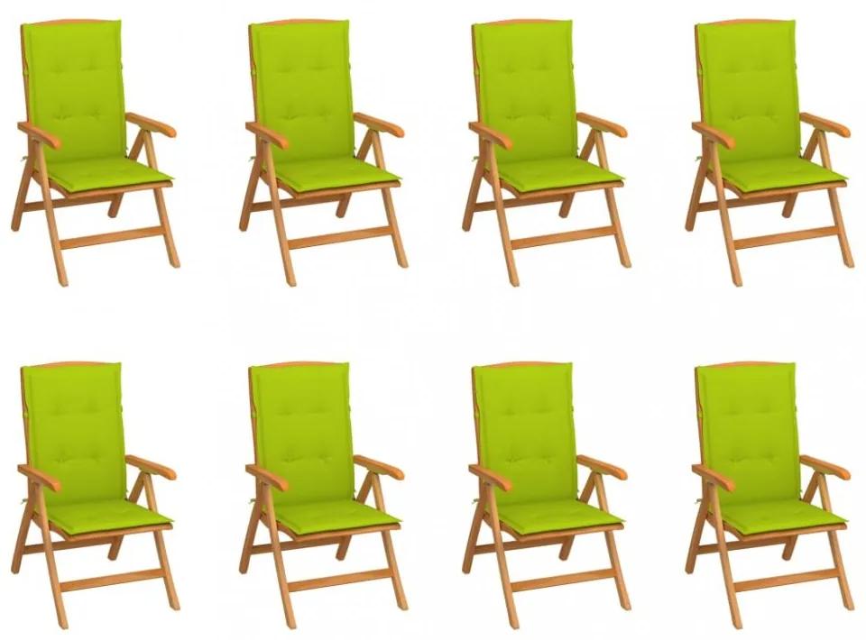 Skládací zahradní židle s poduškami 8 ks teak / látka Dekorhome Krémová