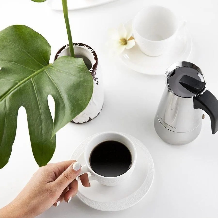Florina  Kafetier Lungo nerezový espresso maker Kávovar 6 šálků