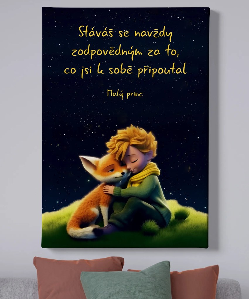 Obraz na plátně - Malý princ, vesmírné souznění, Stáváš se navždy zodpovědným FeelHappy.cz Velikost obrazu: 80 x 120 cm