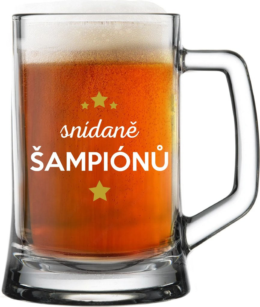 SNÍDANĚ ŠAMPIÓNŮ - pivní sklenice 0,5 l