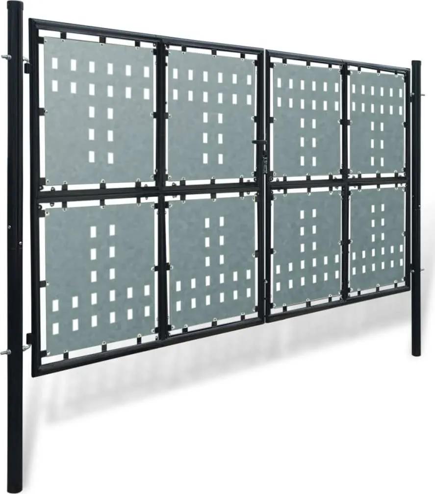 vidaXL Černá jednokřídlá plotová brána 300 x 250 cm [141695] Barva: Černá