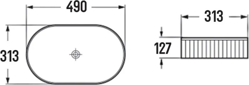 Mexen Grovo, rýhované umyvadlo na desku 49 × 31 cm, černá matná, 22304985