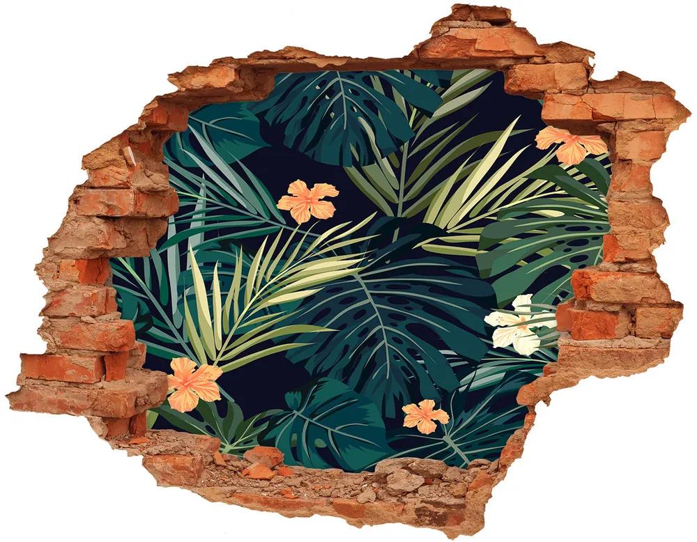 Wallmuralia Nálepka díra na zeď Tropické listí 90x70 cm