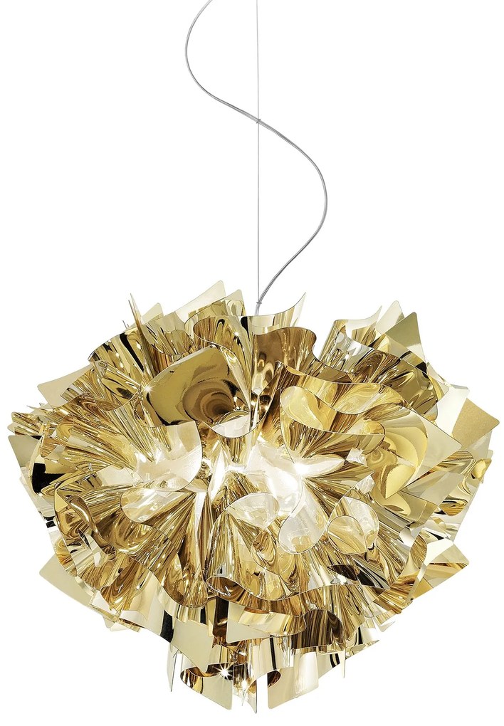 Slamp Veli gold, závěsné svítidlo ve zlaté, 2x12W E27, šířka 42cm