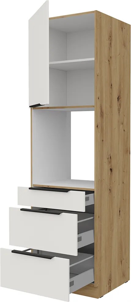 ARIA az | vysoká skříňka 60 DPS-210 3S1F na vestavnou troubu | PREMIUM BOX | 60 cm | ANTI FINGERPRINT povrch | artisan/bílá