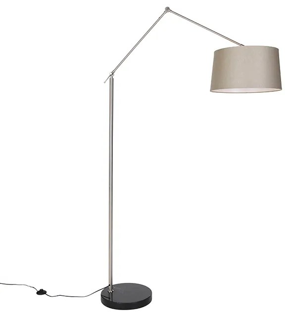 Moderní stojací lampa ocel s tmavě hnědým stínítkem 45 cm - Editor