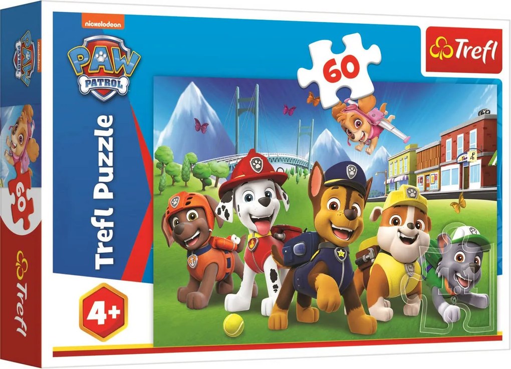 TREFL PUZZLE Tlapková patrola na trávníku 33x22cm skládačka 60 dílků tr17375