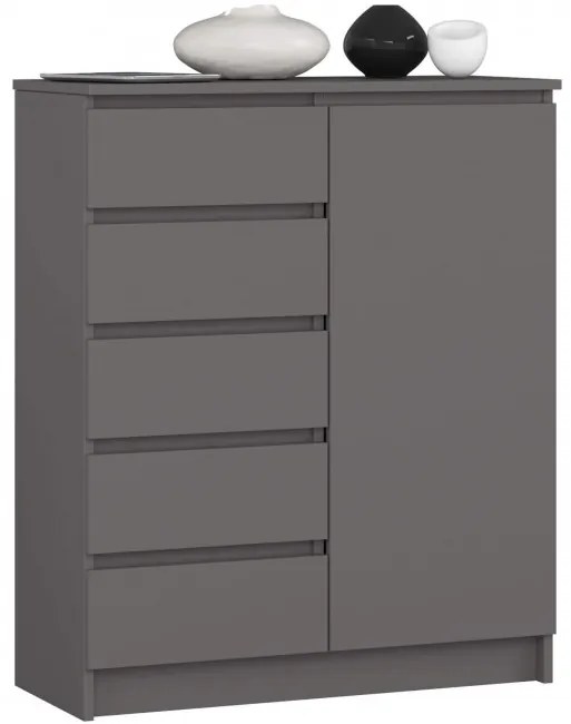 Komoda K80 1D 5SZ PK grafitová / šedá