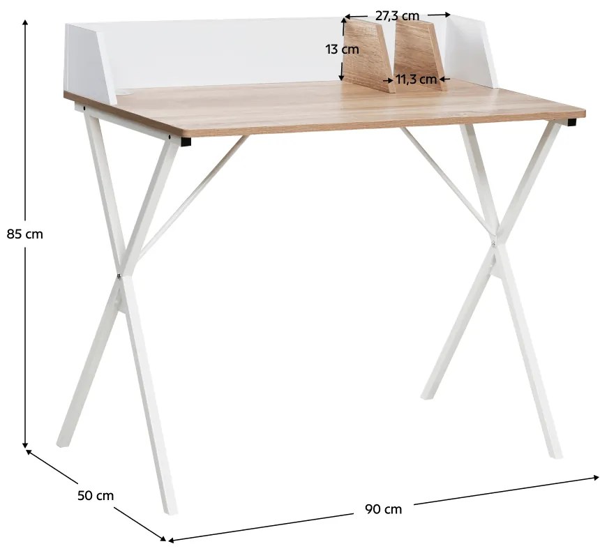Kondela PC stůl, dub světlý/bílá, PSALMO