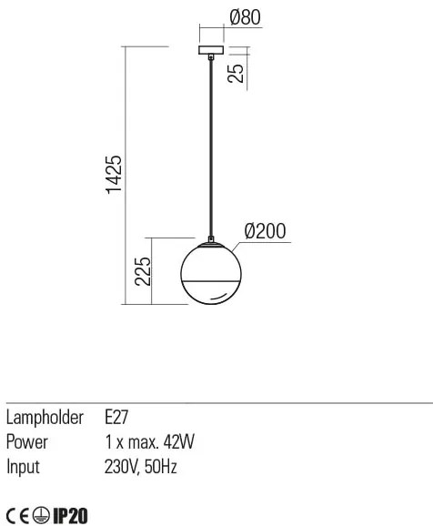 Redo Závěsná svítidlo Berry, ø20cm Barva: Bílá
