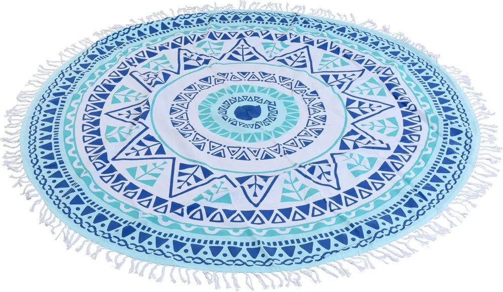 Kulatý ručník hammam, 150 cm modrý