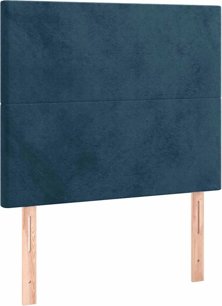 Čelo postele s LED tmavě modré 80x5x118/128 cm samet 3122178