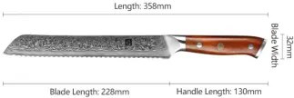 Nůž na pečivo 9" XINZUO AIČI 67 vrstev damaškové oceli