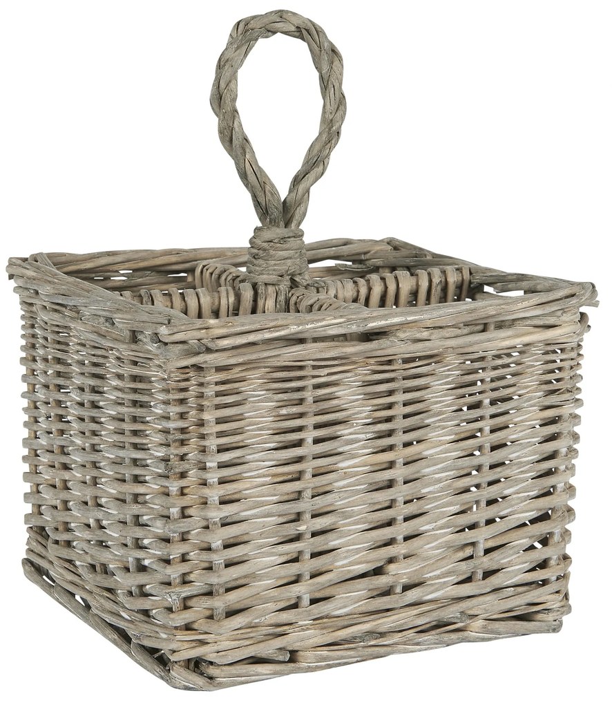 IB LAURSEN Proutěný košík Cutlery Basket Grey Willow, šedá barva, proutí