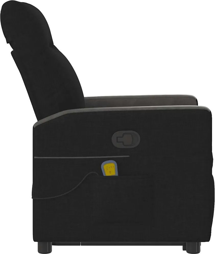 Zvedací masážní polohovací křeslo černé textil 3324061