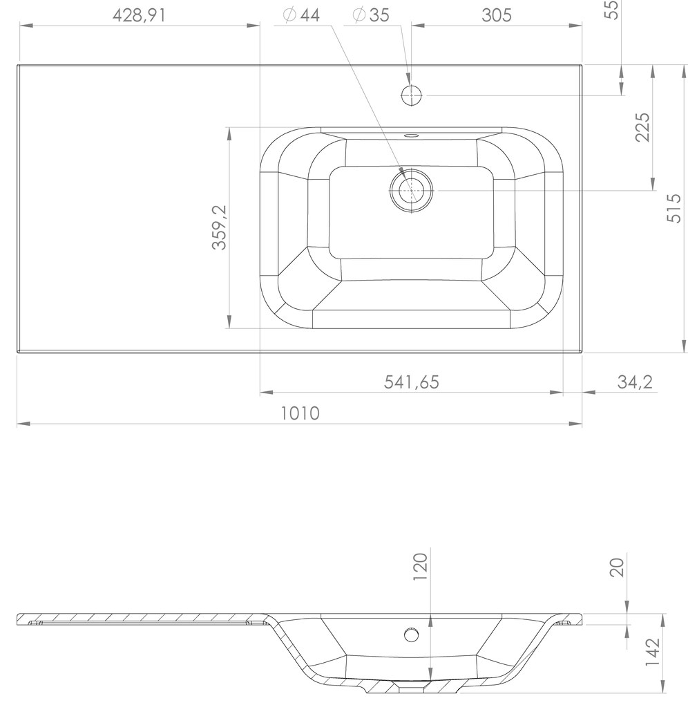 Sapho Lorea koupelnová skříňka 101 x 46 x 51,5 cm s otvorem pro baterii pravá dub alabama bílá mat LE080-2231-R-02
