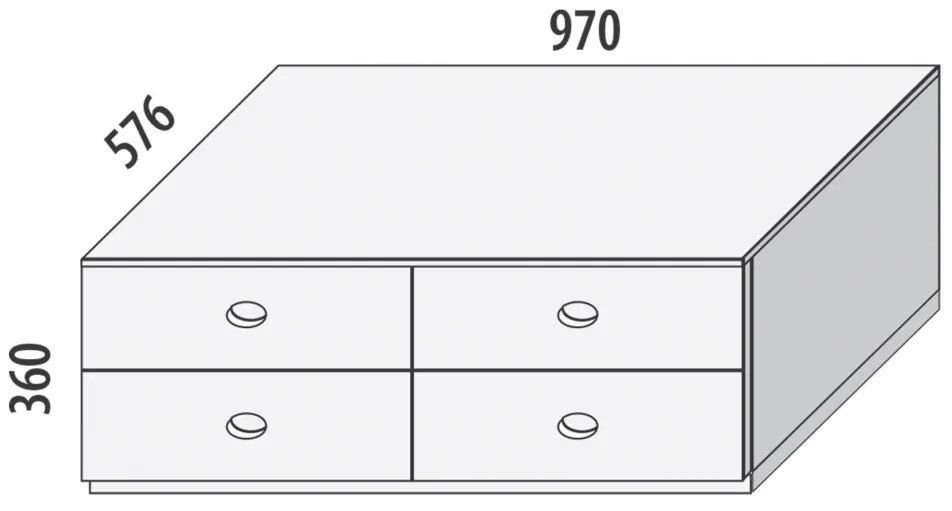 Domestav - DOMINO Skříň 4 zásuvky hloubka 576 buk cink, mořený