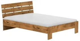 Moderní postel REA Nasťa 140x200cm - lancelot, 1. pás čela 17505 - plum, 2. pás čela 1027 - bílá, 3. pás čela v barvě postele
