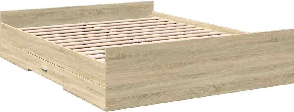 Rám postele se zásuvkami dub sonoma 150x200 cm kompozitní dřevo 3280288