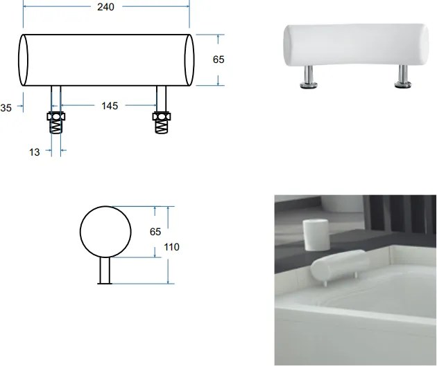 Besco Ambition podhlavník na vanu, bílý