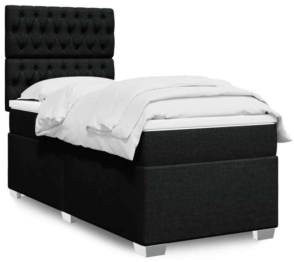 Box spring postel s matrací černá 90x200 cm textil 3290380