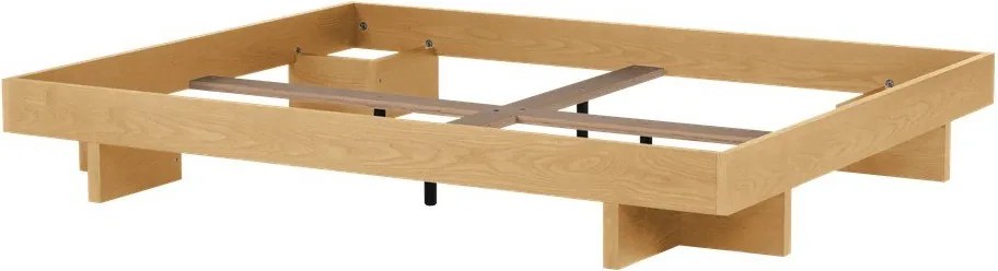 Dvoulůžková postel z MDF v dekoru dubu bez čela s roštem 140x200 cm v přírodní barvě Kito – noo.ma