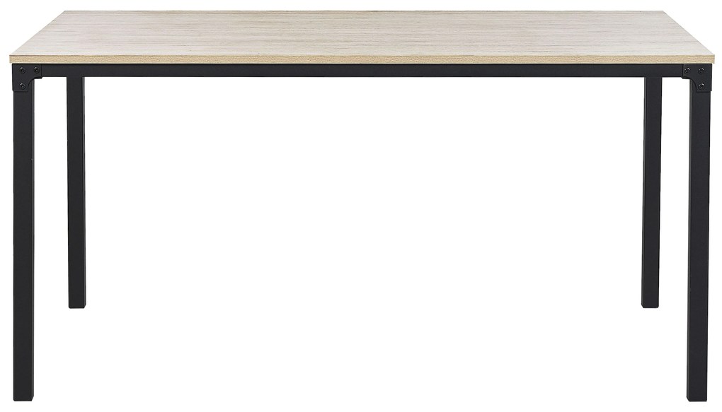 Černý jídelní stůl 150 x 90 cm se světlým dřevem HOCKLEY Beliani