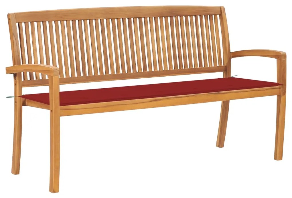 Stohovatelná zahradní lavice s poduškou 159 cm masivní teak 3063312
